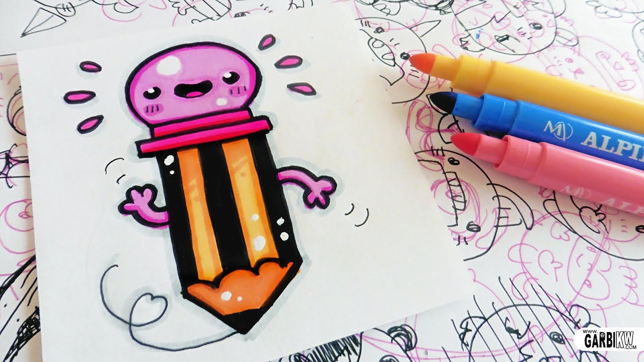 Kawaii Pencil - How To Draw Kawaii by Garbi KW - YouTube