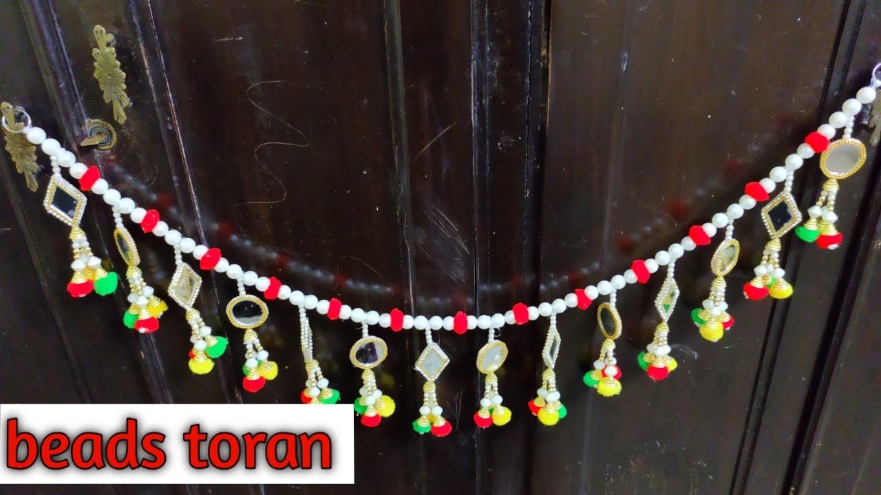Beads toran making at home//bandanwar//how to make toran at home - YouTube