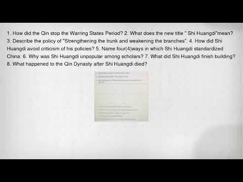 1. How did the Qin stop the Warring States Period? 2. What does the new ...