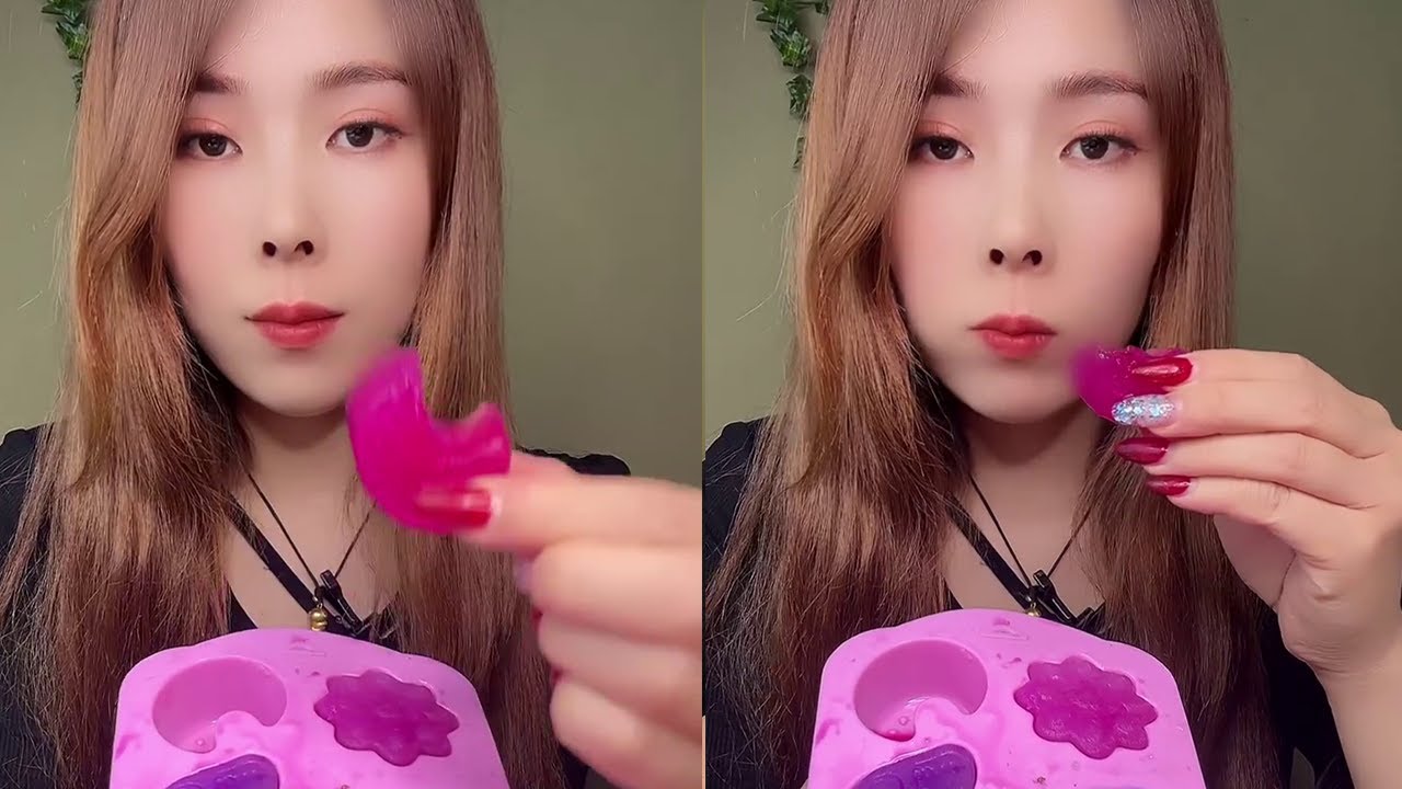 ASMR Rainbow Ice Cube | Eating Ice Sound - YouTube
