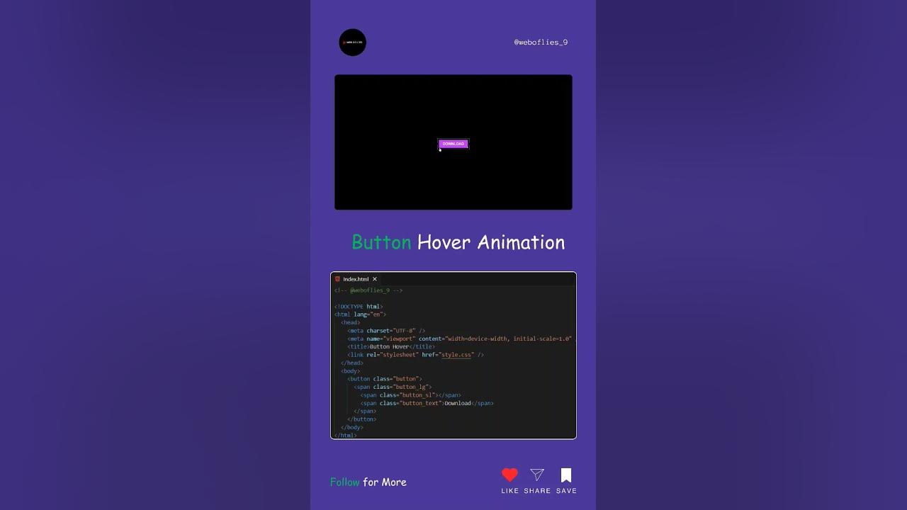 Button Hover Animation 🪄 using HTML and CSS. #viral #trending #shorts #webdevelopment #css - YouTube