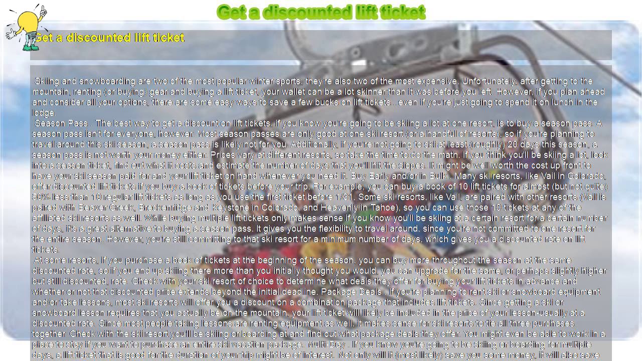 How to : Get a discounted lift ticket - YouTube