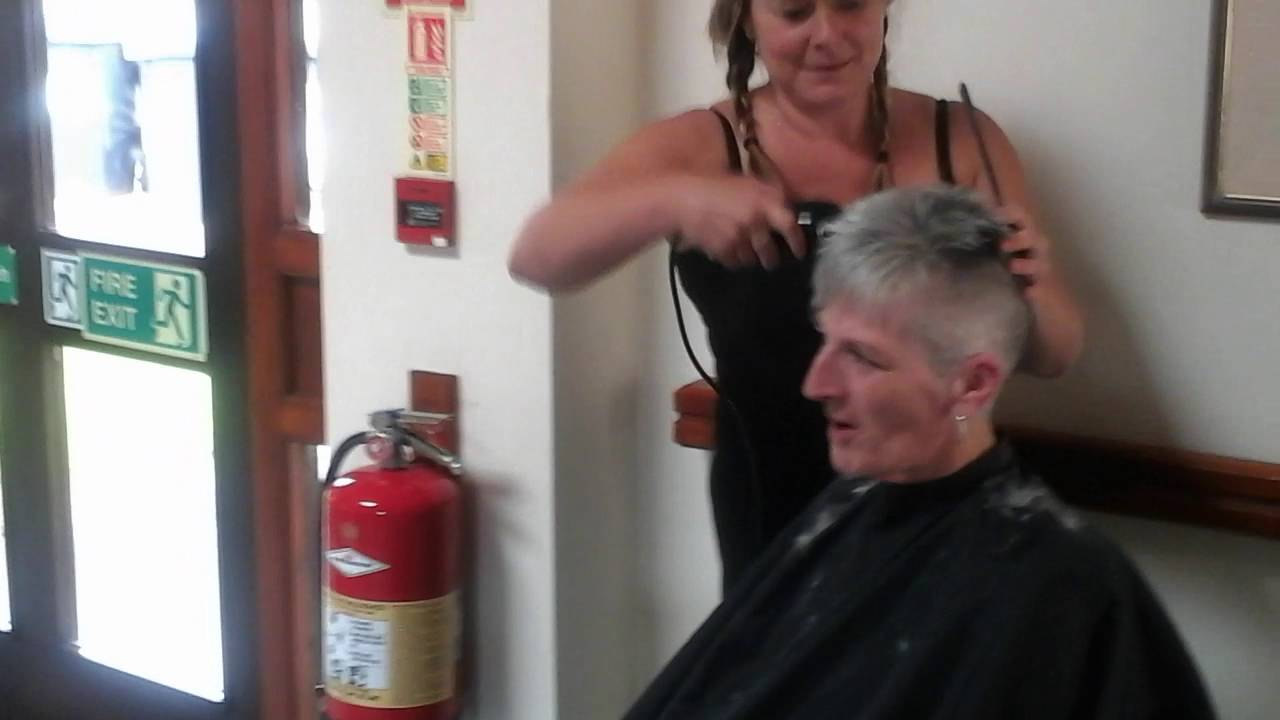 Sandra Dobson charity headshave - YouTube