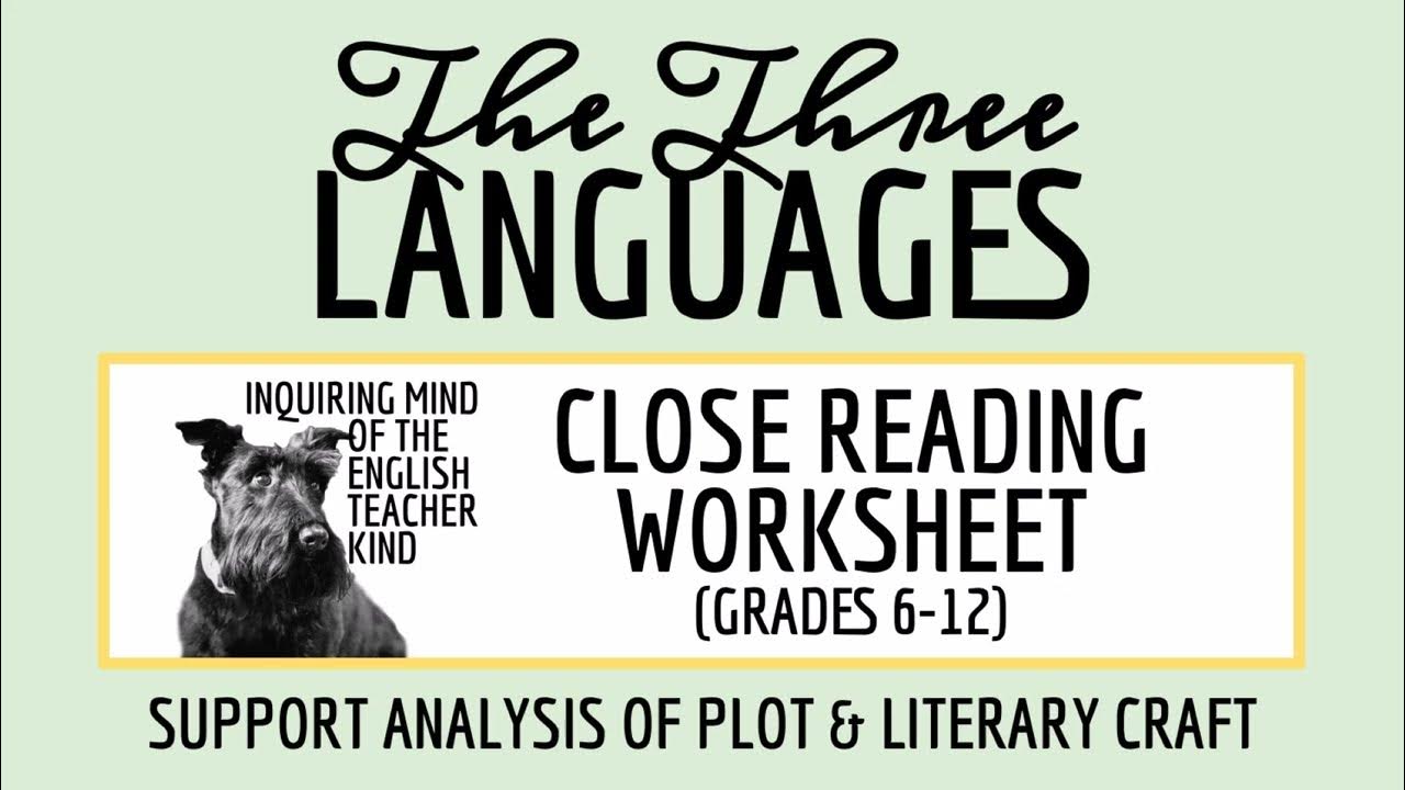 "The Three Languages" Close Reading Analysis Worksheet (Grimm's Fairy ...