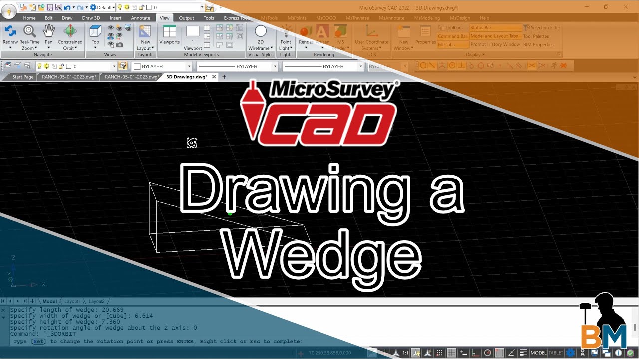MicroSurvey MSCAD How To: Drawing a Wedge | Bench Mark - YouTube