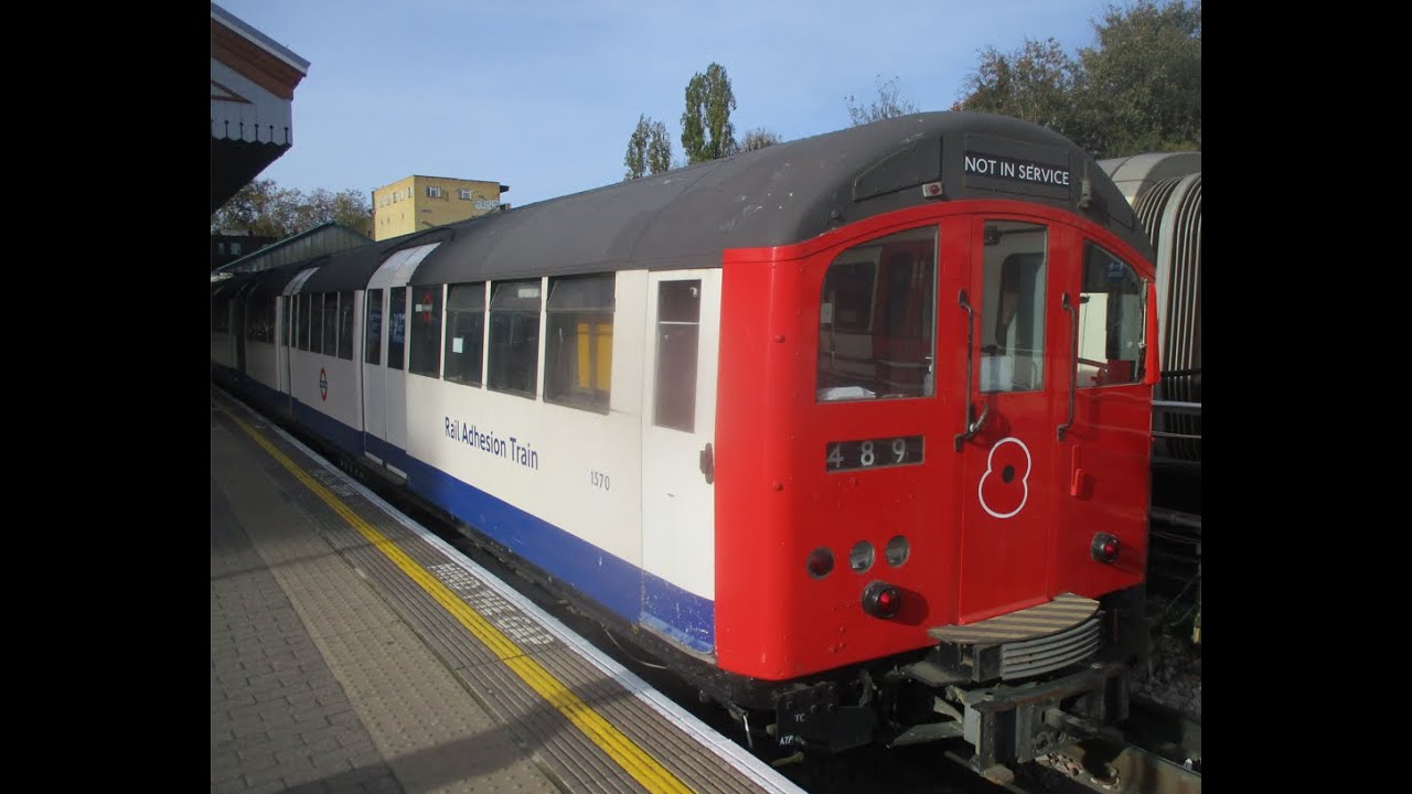 London Underground 1962 Stock Rail Adhesion Train departing Ealing ...