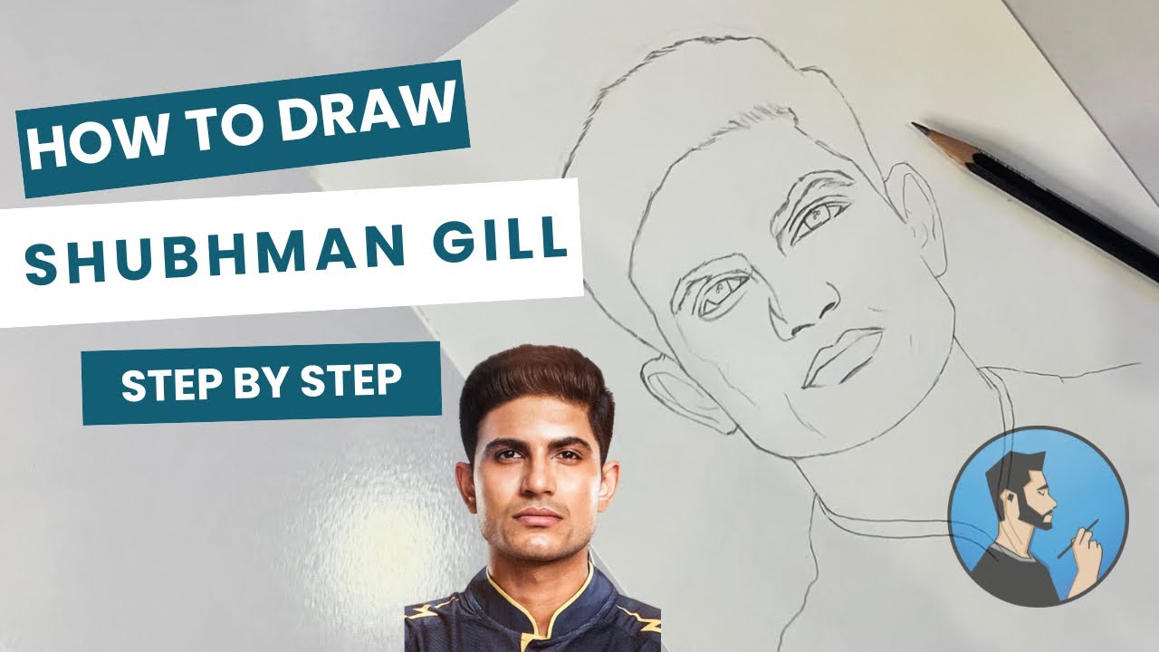 How to draw Shubman Gill Sketch Step by Step || IPL 2025 - YouTube