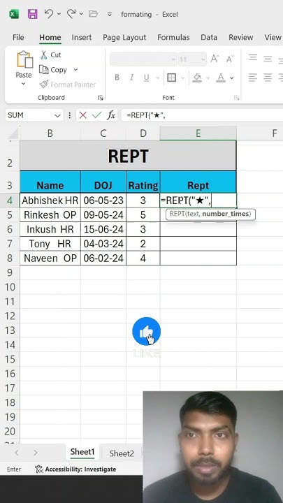 Rept formula in excel. #excel #learnexcel #shorts - YouTube