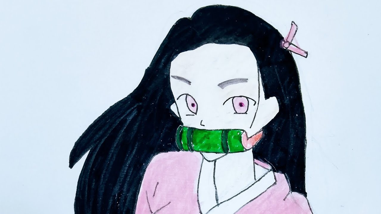How to draw a Nezuko~step by step pencil and colour Sketch for ...