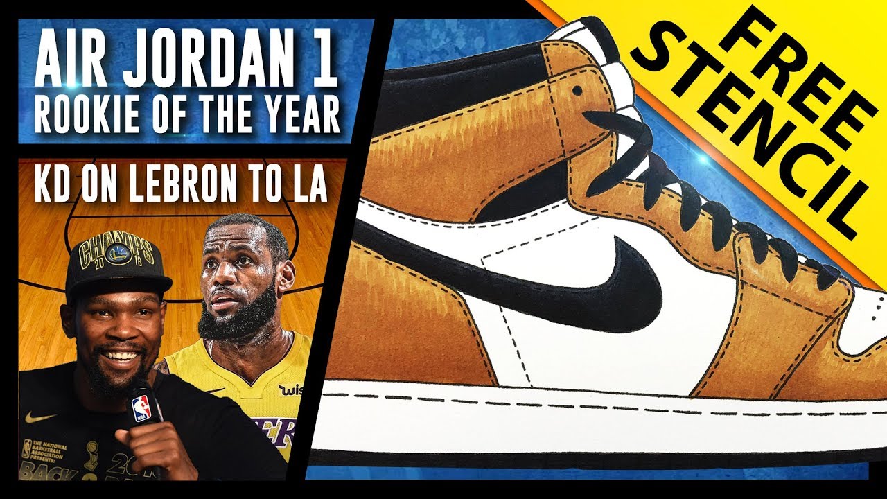 Air Jordan 1 Rookie Of The Year - Sneaker Drawing w/ FREE Stencil - YouTube