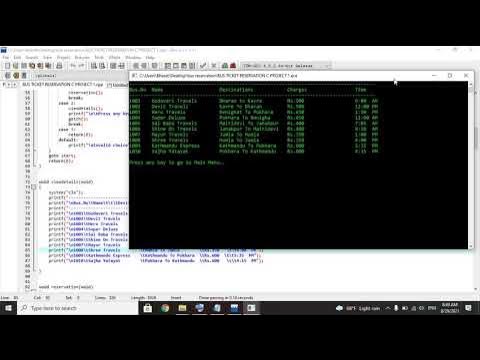 9. BUS TICKET RESERVATION SYSTEM IN C #cprogrammingproject - YouTube