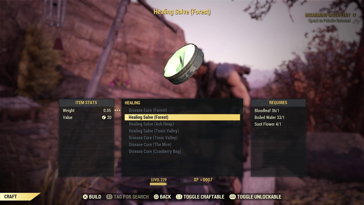 Fallout 76 crafting healing salve - YouTube