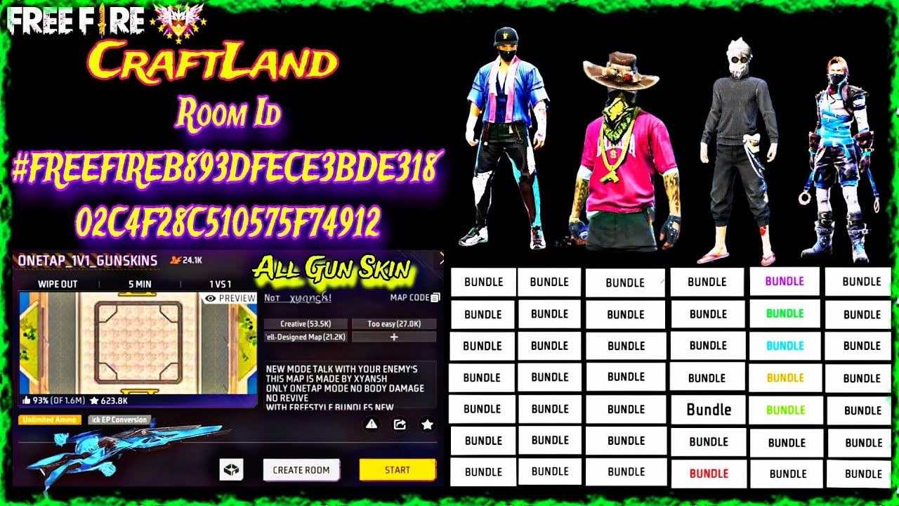 Free Fire New CraftLand Map Unlimited Gun Skin And Bundles | Free Fire ...