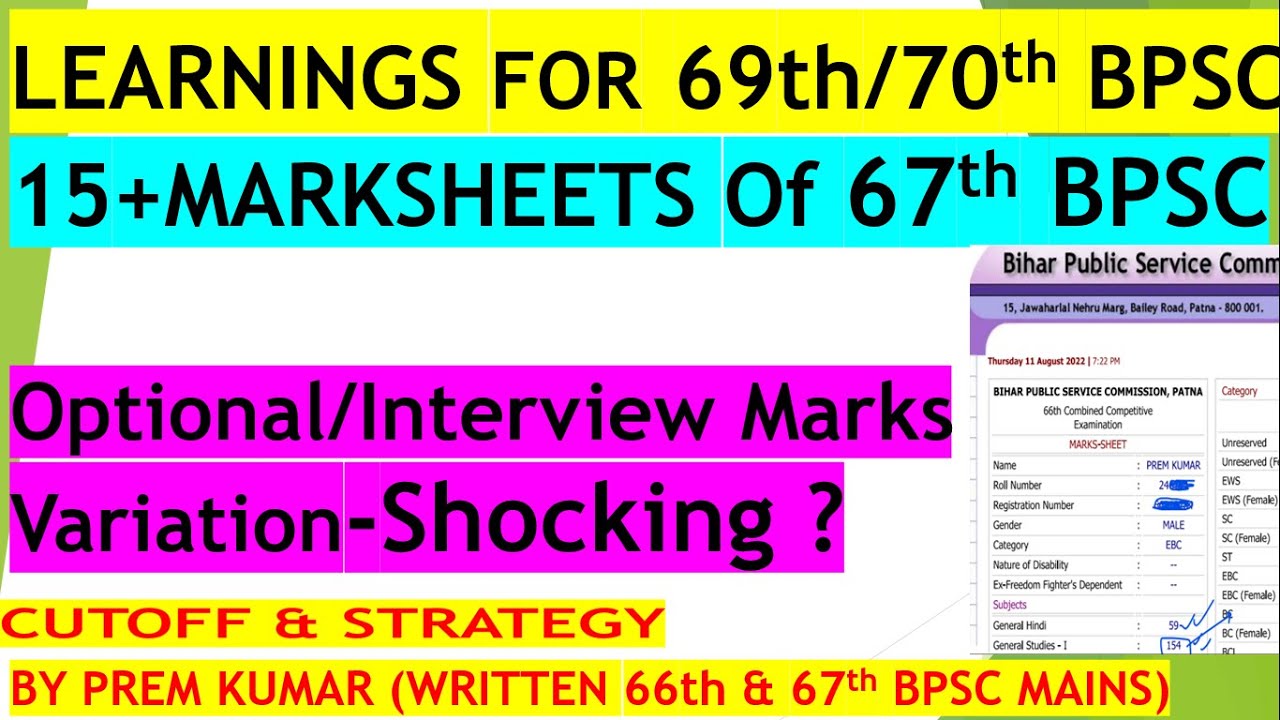 67th BPSC Mains/Final Marksheet | 67th BPSC Interview & Optional Marks-Shocking - YouTube