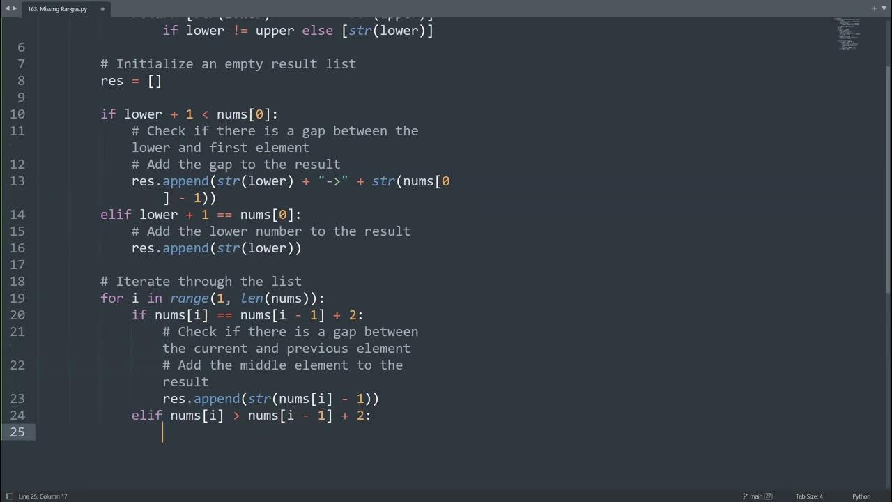 Leetcode 163 Missing Ranges In Python Python Leetcode Python 4769
