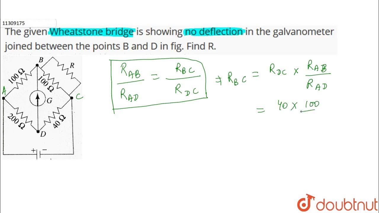 The given Wheatstone bridge is showing no deflection in the galvanometer joined between the ...