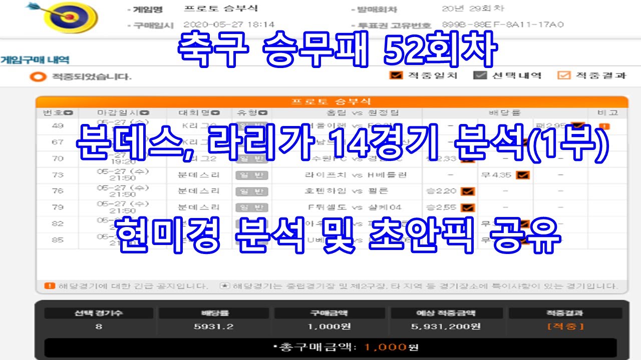 승무패승무패52축구승무패 52회차 현미경 분석 분데스리가 라리가 초안픽 공유 1부승무패 분석토토토토분석배트맨토토