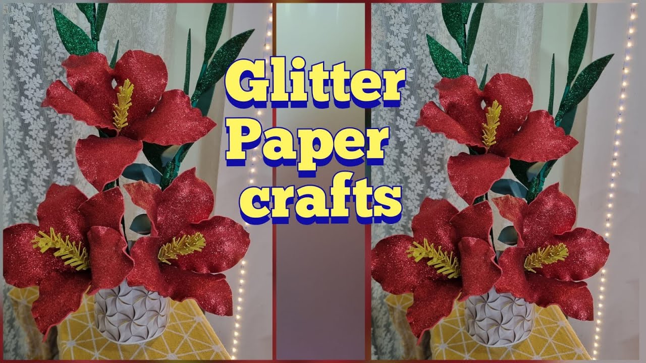 GLITTER paper craft ideas | how to make flower from glitter foam paper ...