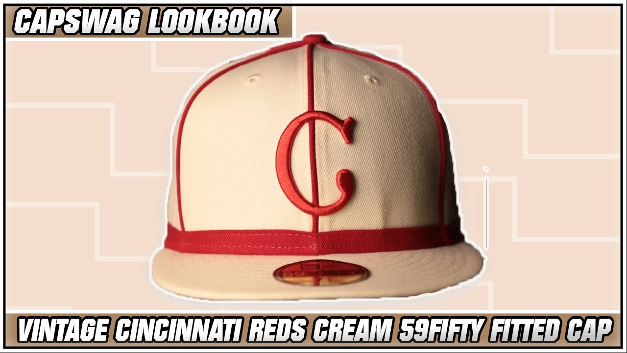 Vintage Cincinnati Reds Cream 59Fifty Fitted Cap | Redlegs Pinstripe ...