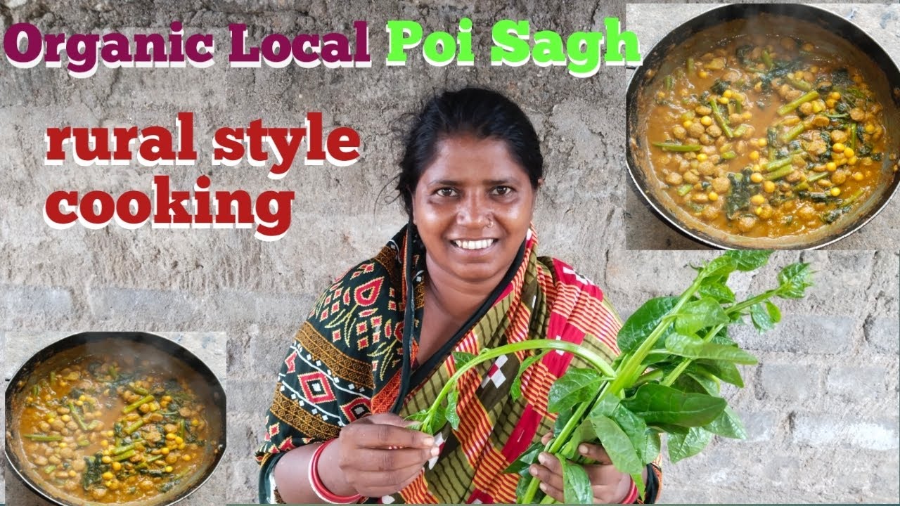 Organic Local Poi Sagh #cooking rural style cooking // Rice Food # ...