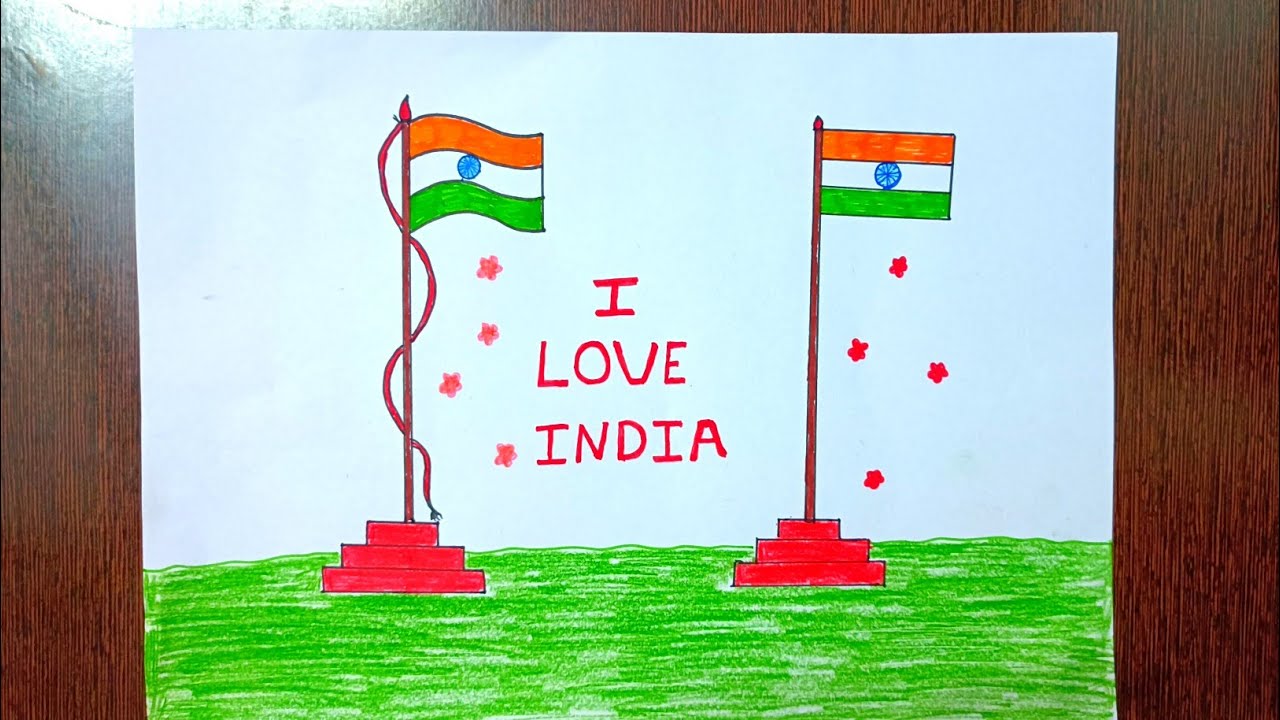 india flag drawing easy/indian flag drawing Kaise banate hain । - YouTube