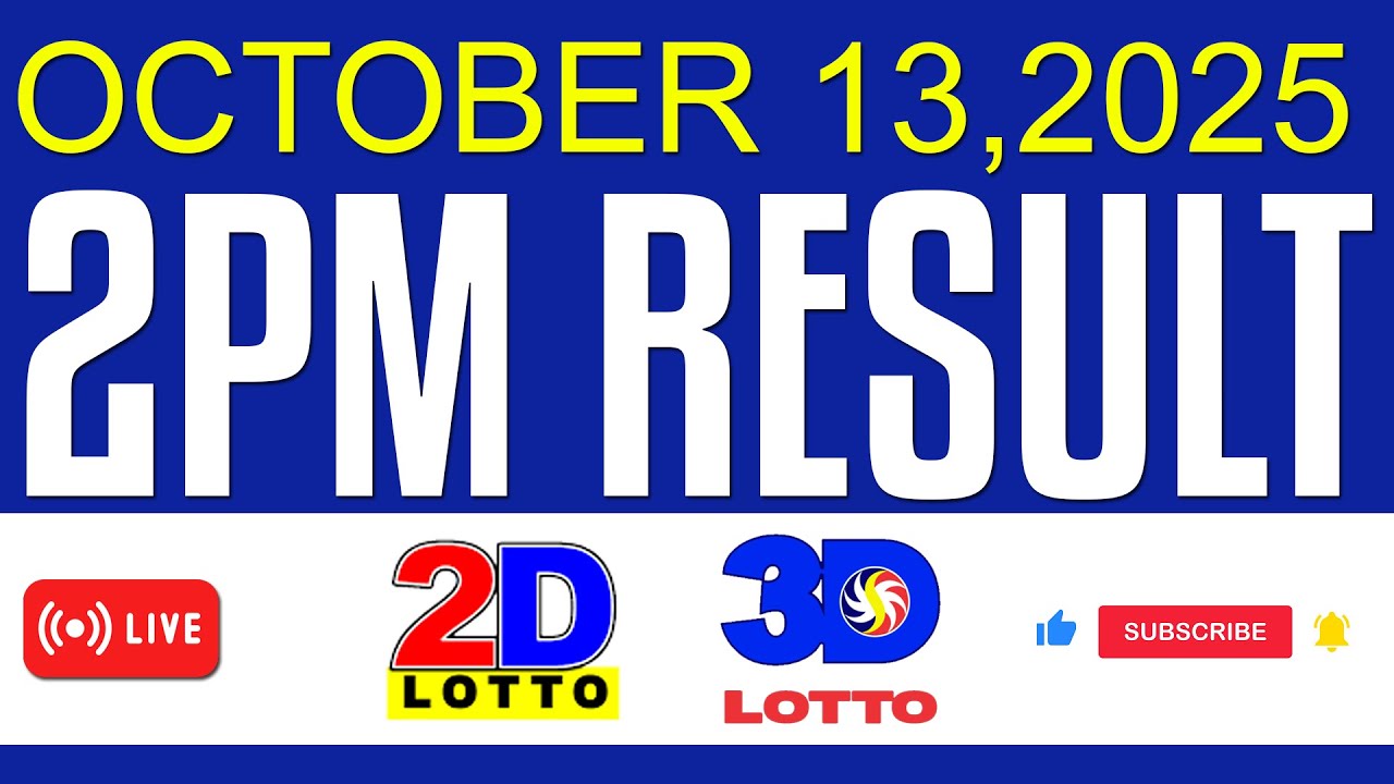 PCSO Lotto Result Today Live 2PM Draw | October 13, 2025 (Monday) | 2D ...