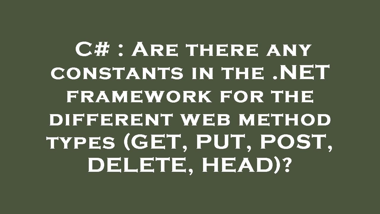 C# : Are there any constants in the .NET framework for the different ...