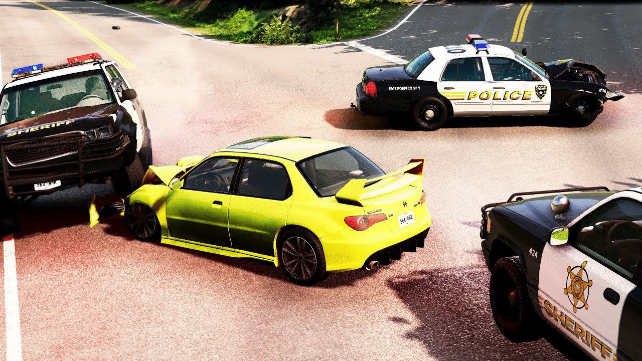 Police Roadblock Crash Compilation #3 - BeamNG Drive - YouTube