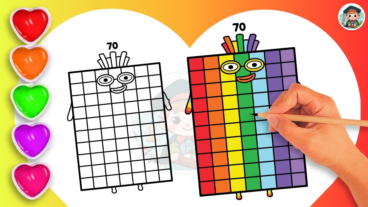 COLORING Numberblock 70🌈 - Learn to draw Numberblock 70 Easy Drawing ...