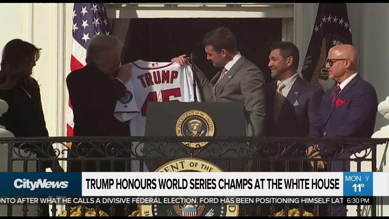 Trump honours World Series champs at White House - YouTube