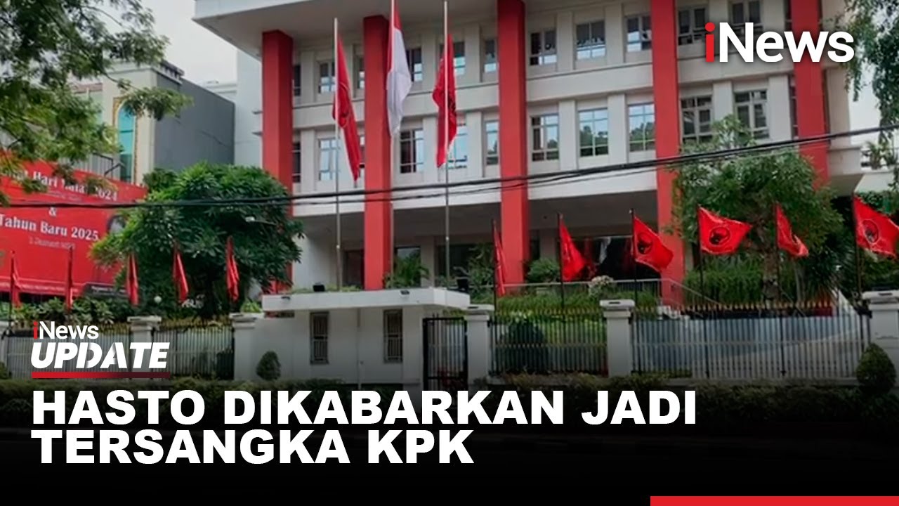 Suasana Kantor DPP PDIP di Tengah Kabar Sekjen Hasto Tersangka KPK - iNews Update - YouTube