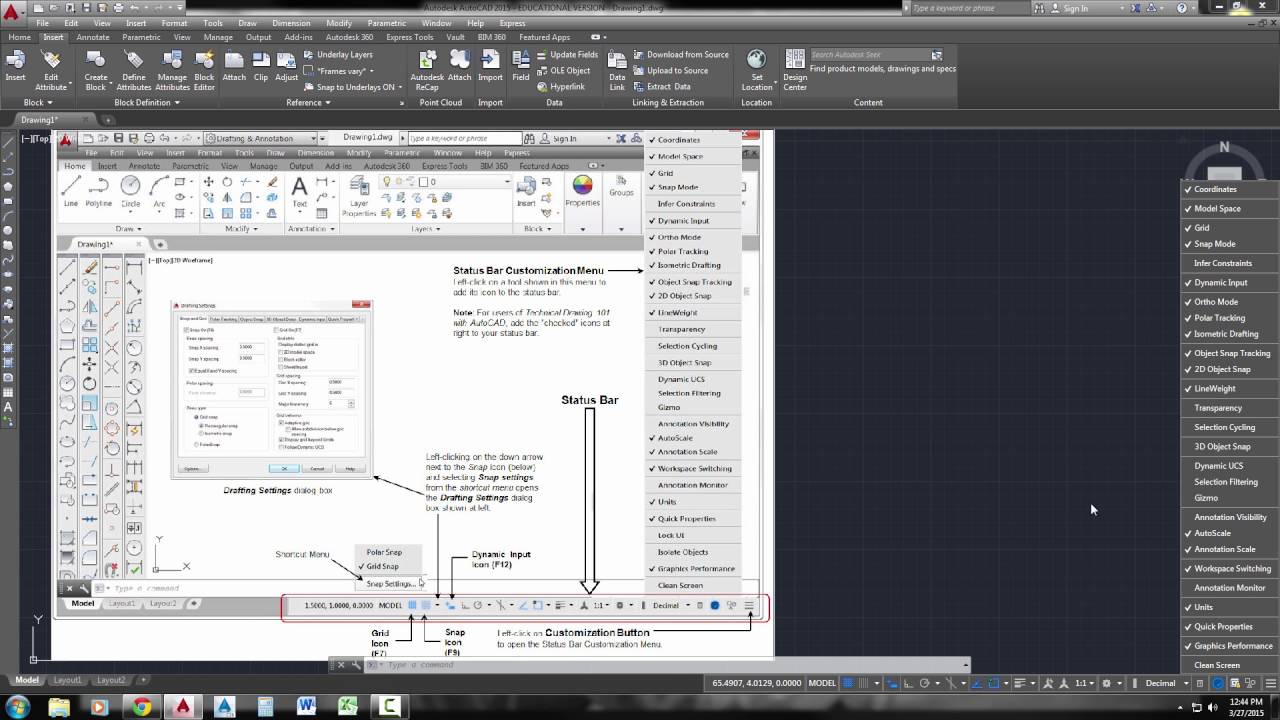 C. AutoCAD's Status Bar - YouTube