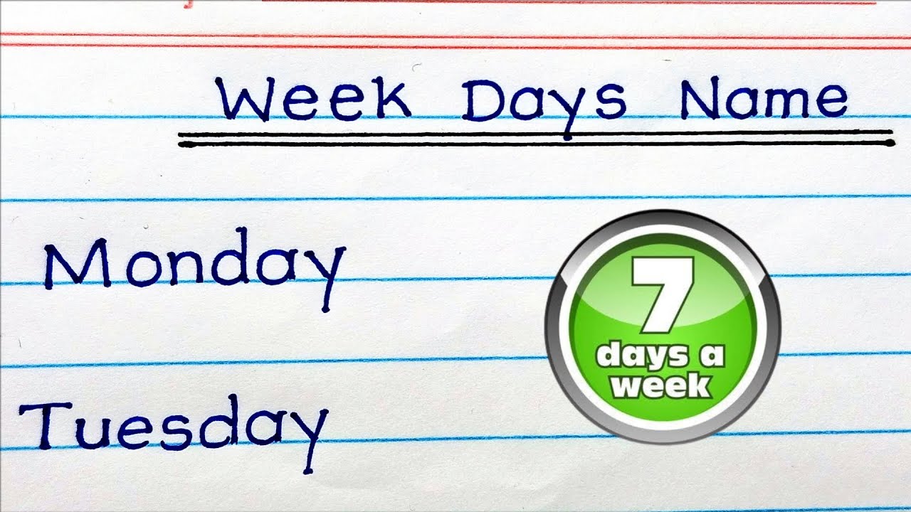 Week Days Name || Week Days Name Spelling || 7 Days Name in English ...