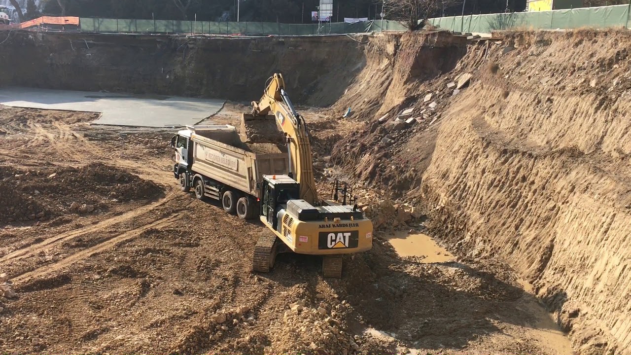 Cat 336 d2l | Hafriyatın sonuna doğru yükleme ve drenaj - YouTube