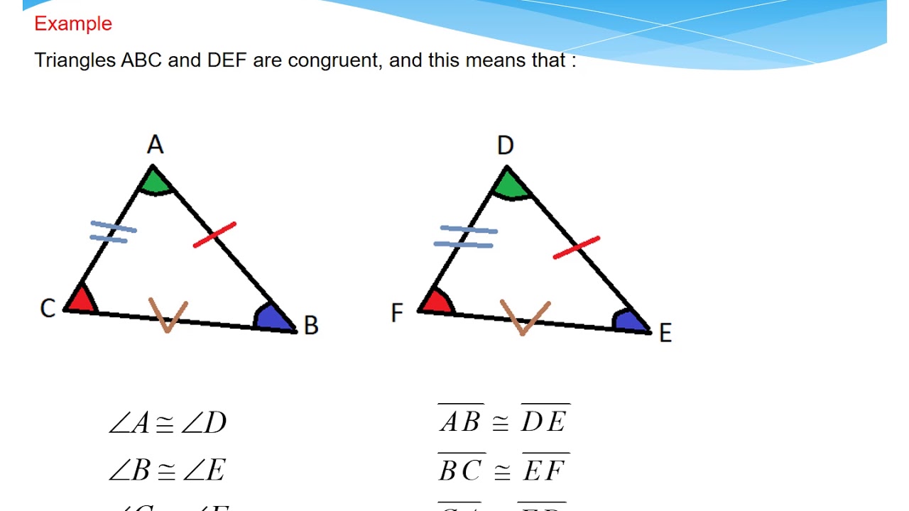 Congruent triangles - YouTube