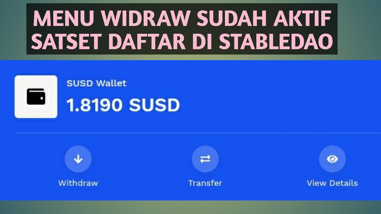 MENU WIDRAW STABLEDAO SUDAH OPEN CEPAT GARAP YANG BELUM DAFTAR DAN KYC ...