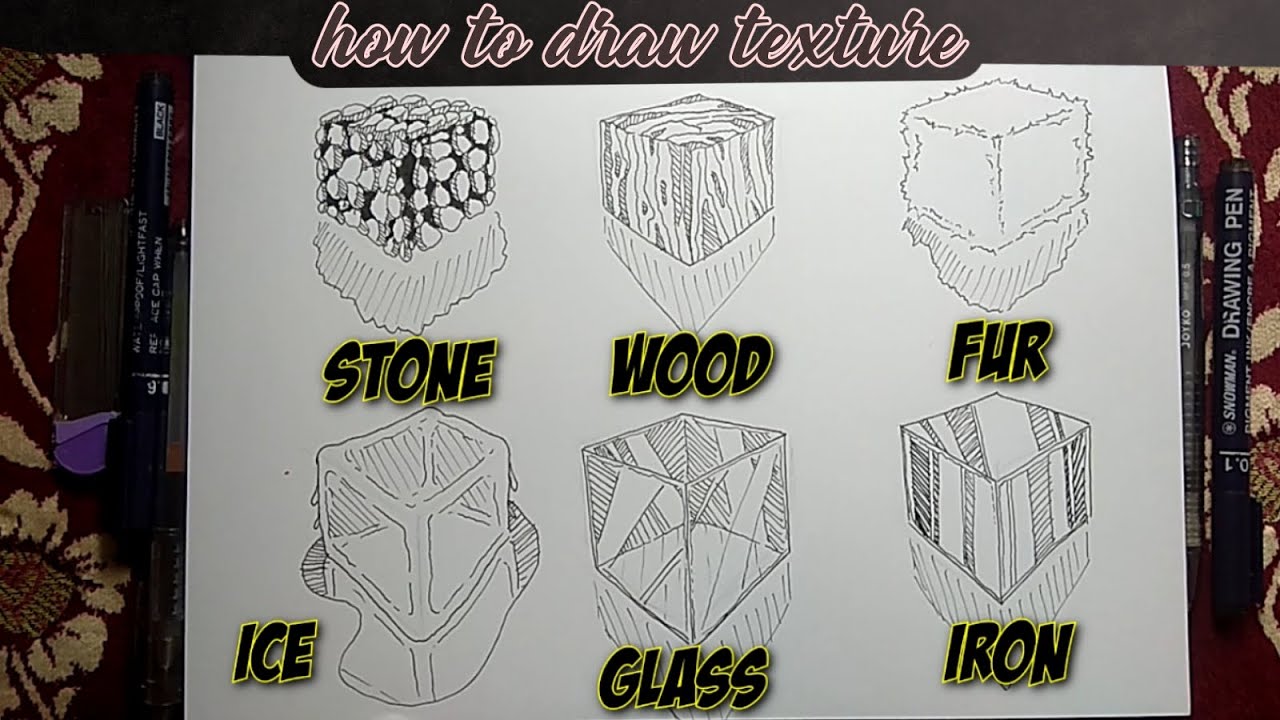 CARA MENGGAMBAR TEKSTUR ( HOW TO DRAW TEXTURE WITH PEN ) - YouTube