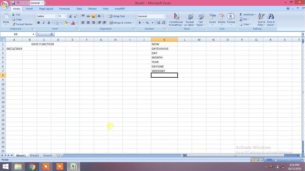 EXCEL-5 DATE FUNCTION IN HINDI PLZ USE HEADPHONE - YouTube