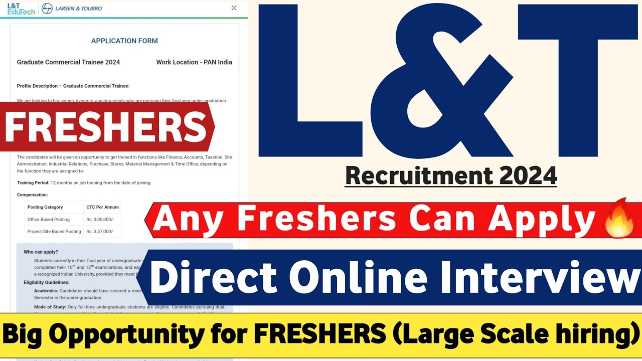 L&T New JET Vacancy OUT 😍 | Freshers | L&T Job Vacancy 2024 | L And T ...