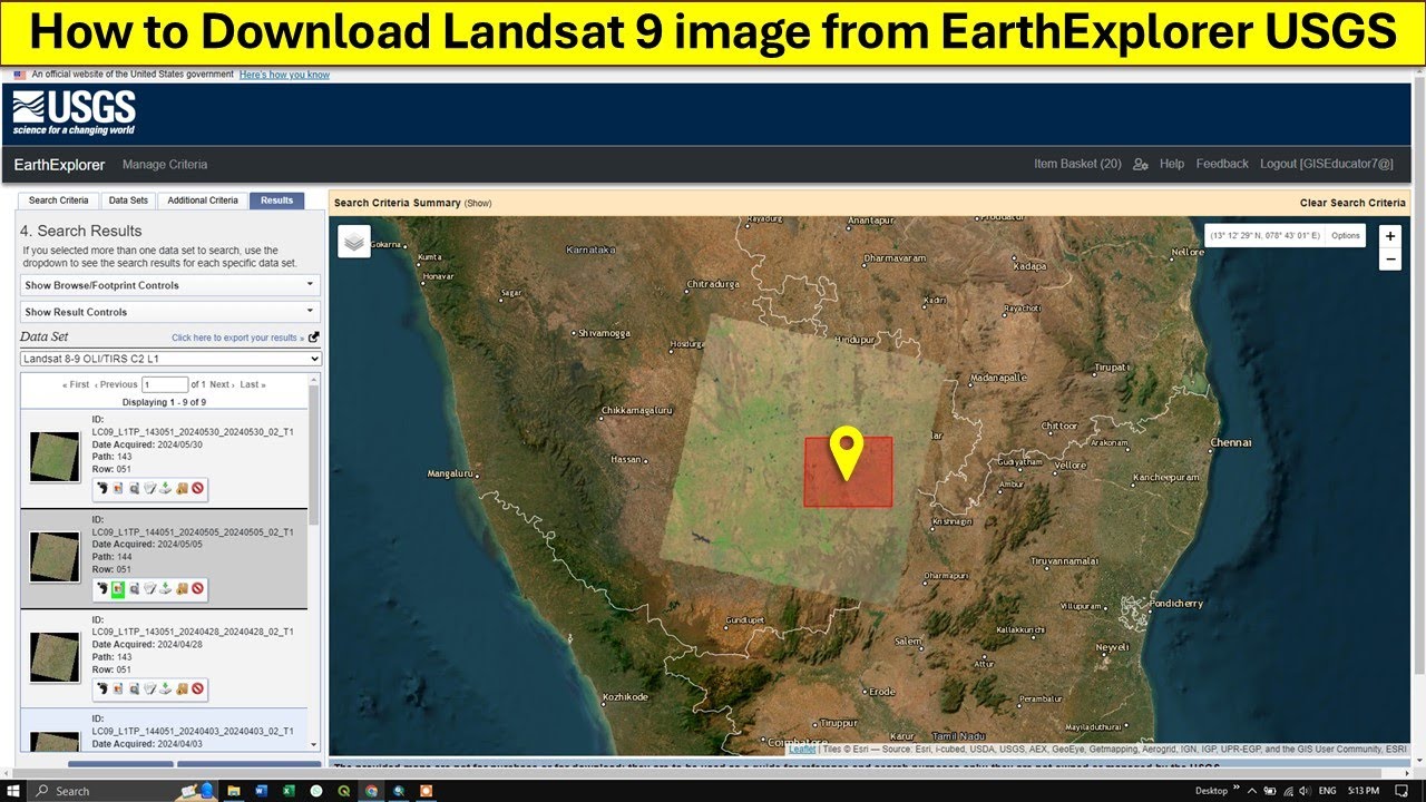 How to download Landsat 9 images from EarthExplorer USGS - YouTube