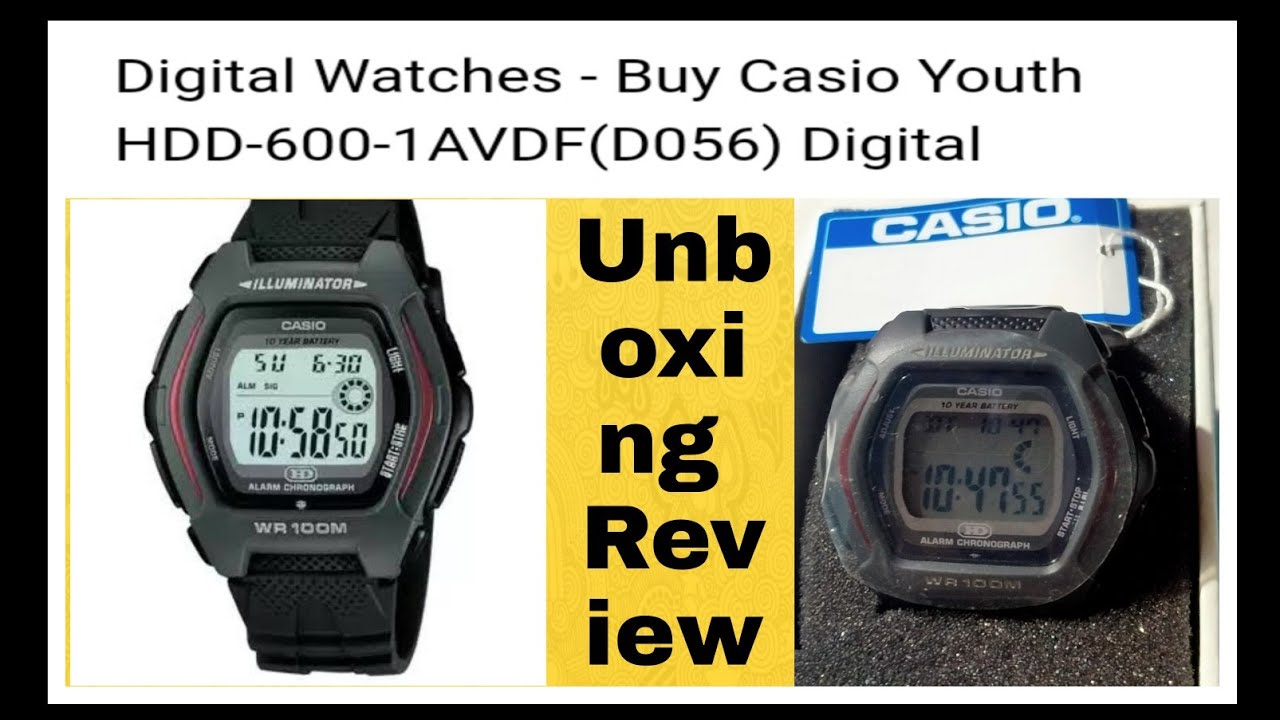 CASIO DIGITAL Watch Hdd600 Youth Unboxing and full review - YouTube