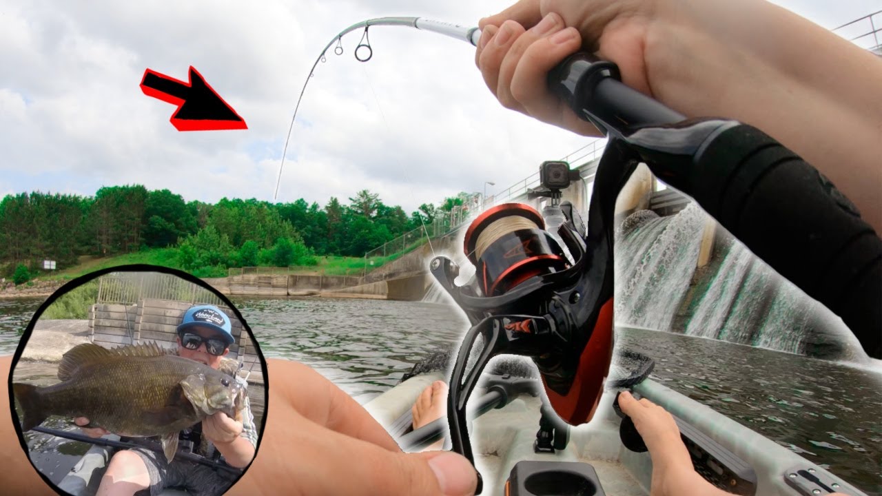 Spillway Fishing in Kayak | BIG FISH - YouTube