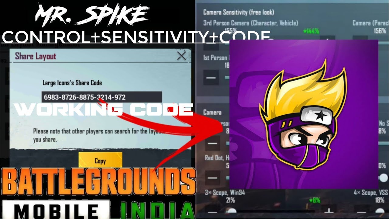 MR SPIKE NEW BGMI CONTROL CODE || SPIKE LATEST CONTROL CODE BGMI ...