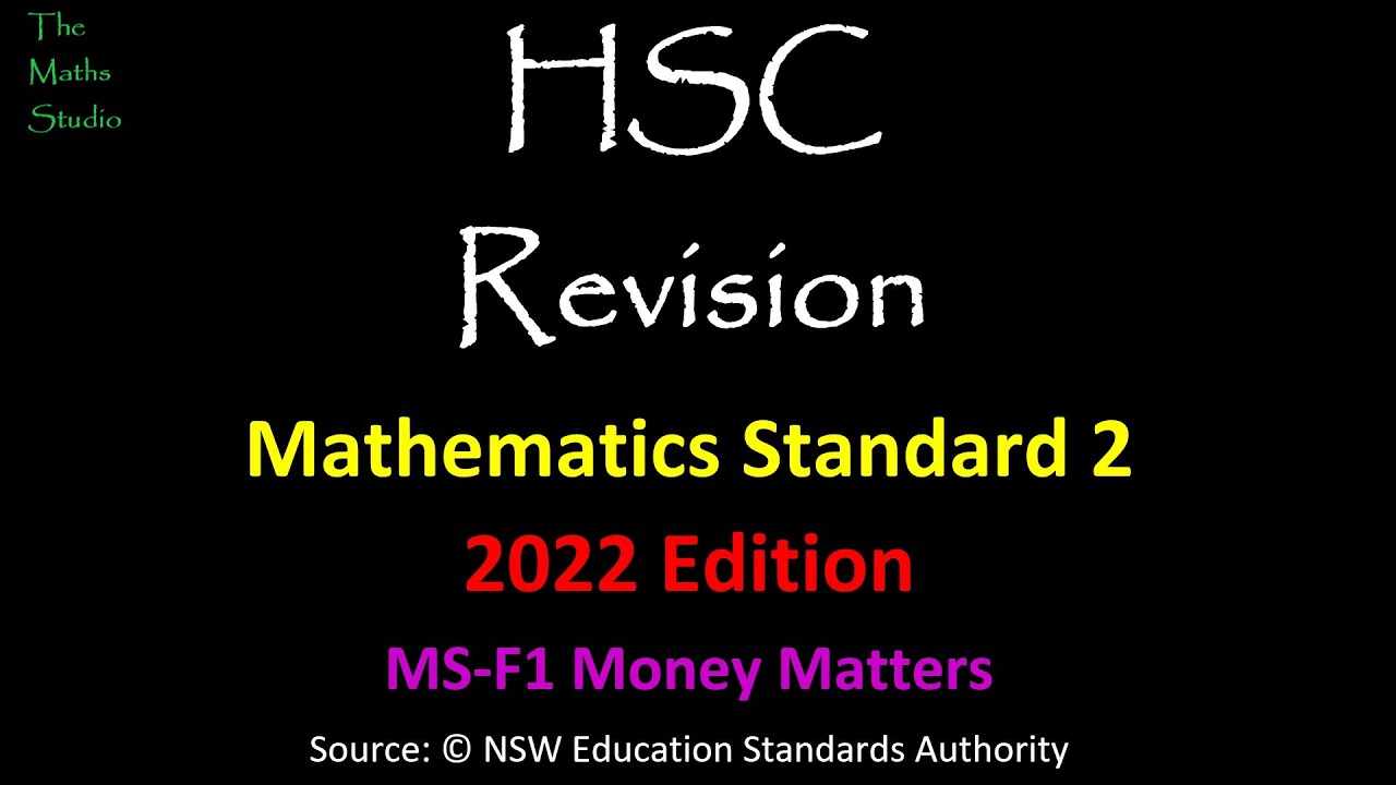 Maths Standard 2 HSC exam revision questions for finance topic "Money ...