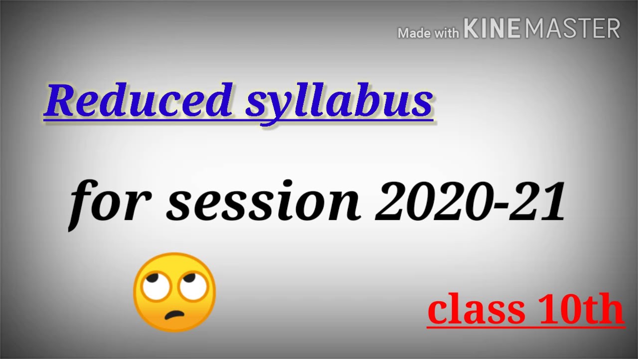 Syllabus of class 10 for session 2020-21! - YouTube