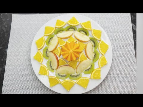 Easy Fruits Decoration part 2| Orange, Kiwi, apple & persimmon fruit Plate Art | fruits decorations