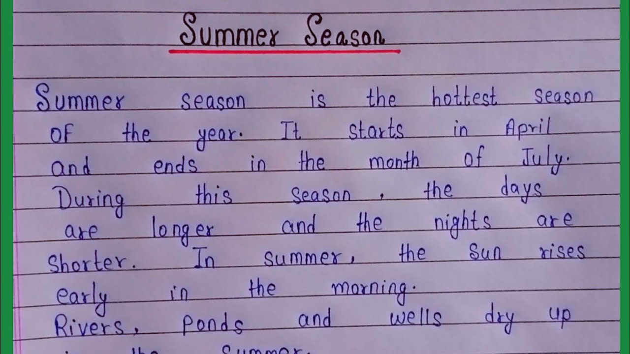 Summer season essay in english| Essay on summer season - YouTube