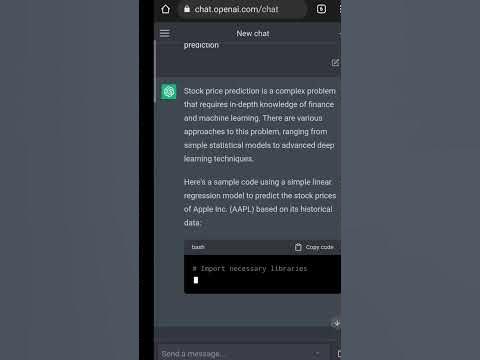 Write a sample Python code for stock price prediction using ChatGPT - YouTube