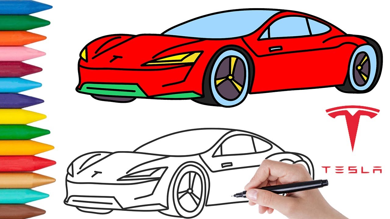 How To Draw Tesla Model X - YouTube