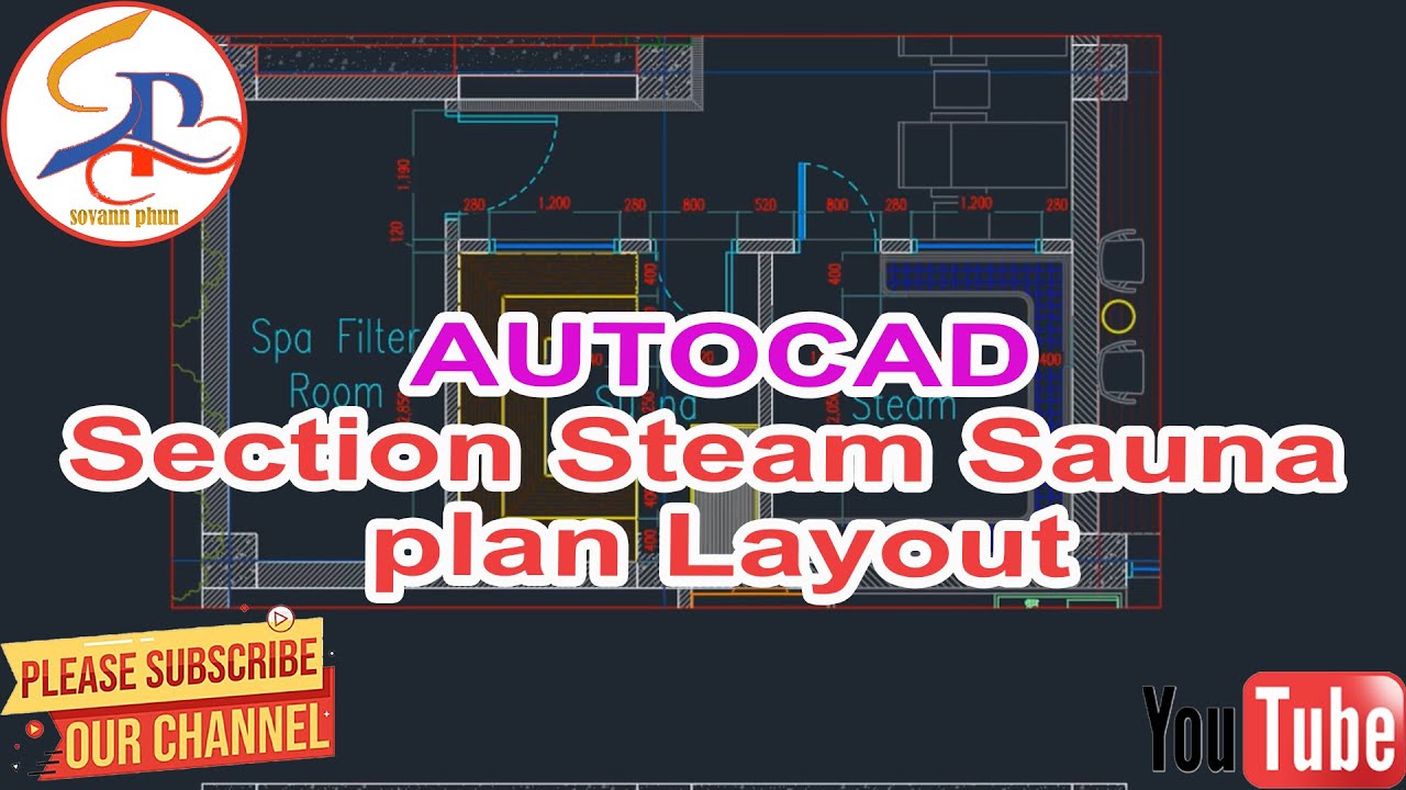 AutcCad Section Steam sauna plan layout - YouTube